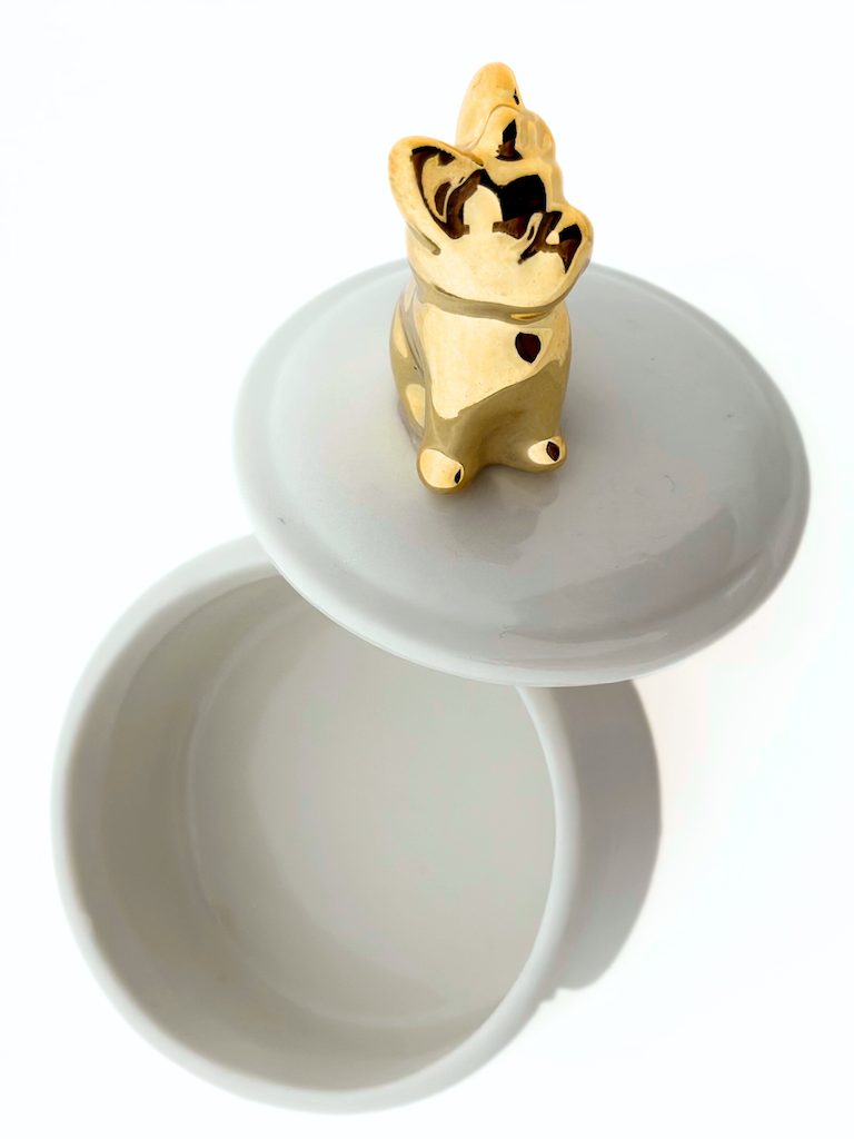 Mini urn 'Gouden hond' - Wit